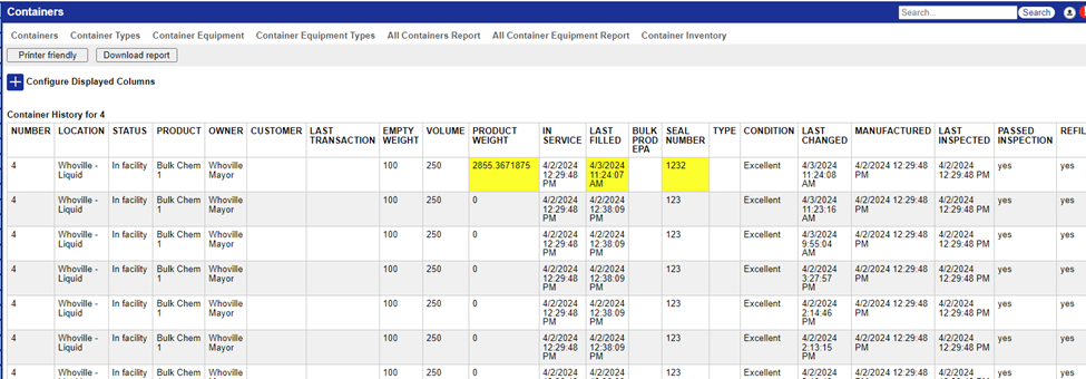 Container Reports in Terminal Management TMX