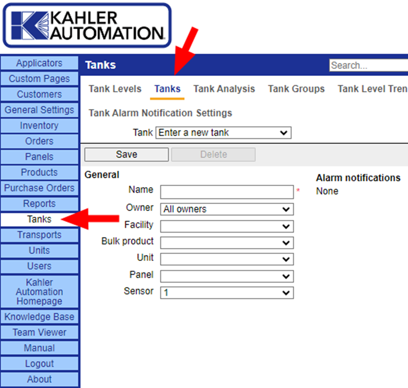 Adding a tank from Tank Level Monitoring to Terminal Management TMX