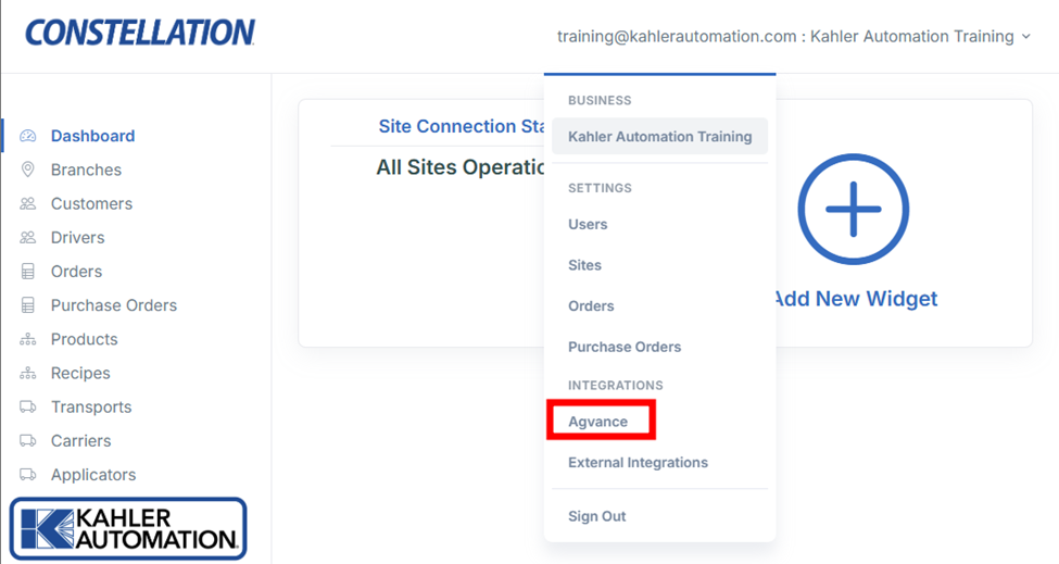 Constellation Agvance Integration