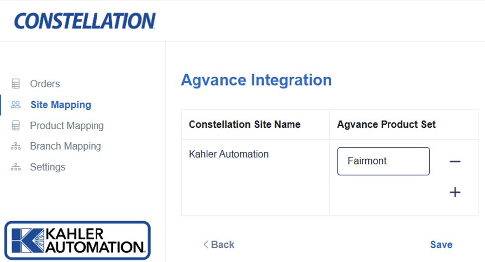 Constellation Agvance Integration – Site Mapping