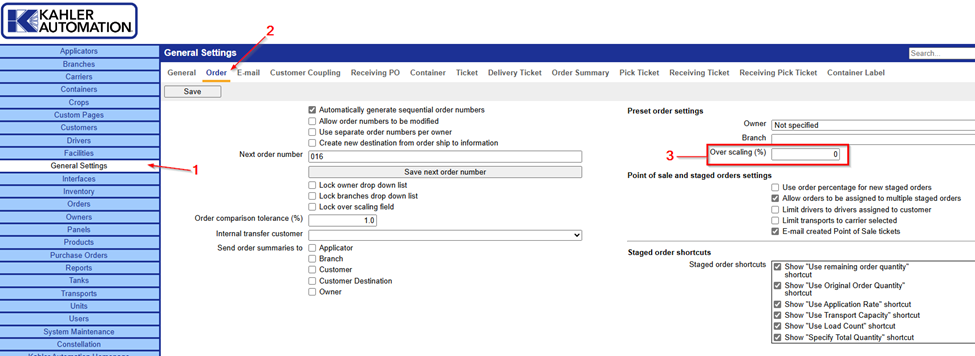 Default Overscaling Percentage in Terminal Management TMX