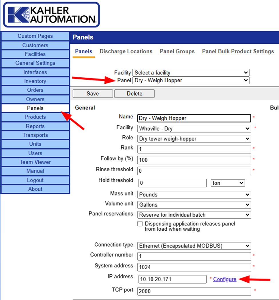 Dry System Web Service Configuration